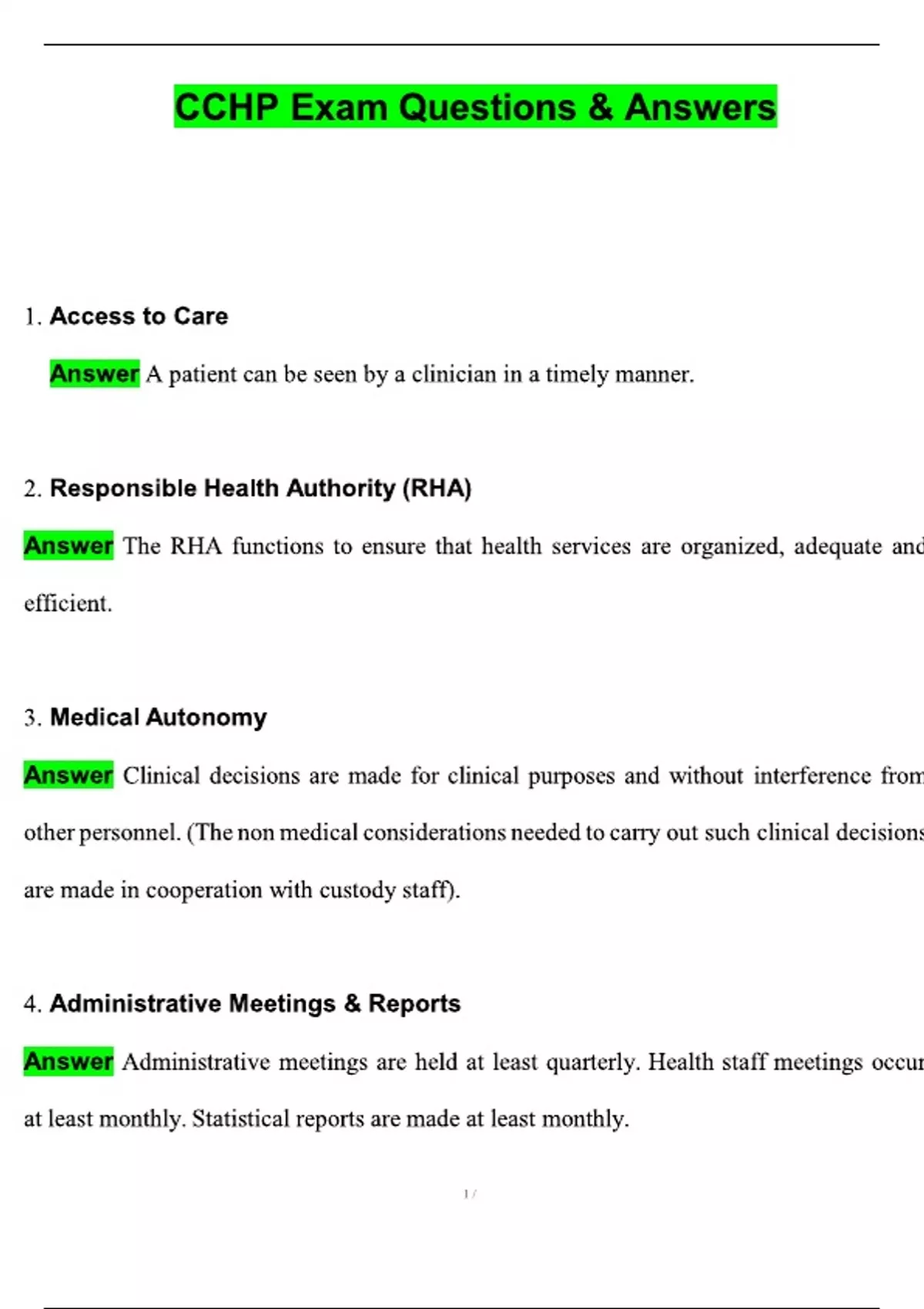 CCHP EXAM (Latest 2025 / 2026 Update) Questions and Verified Answers ...