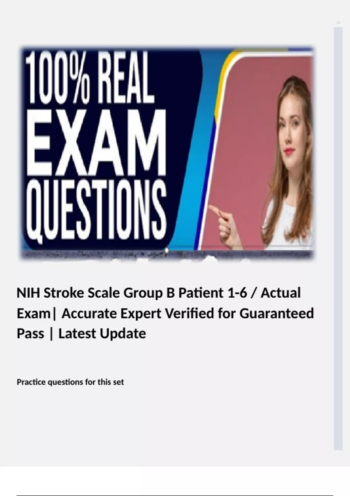 NIH Stroke Scale Group A / B / C & D COMPLETE COMPREHENSIVE STUDY GUIDE BUNDLE. - Stuvia US