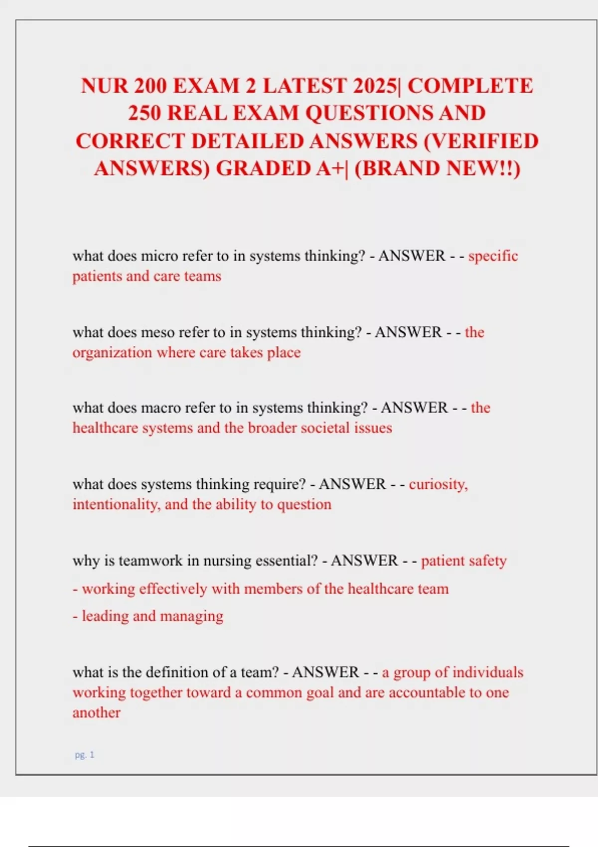 NUR 200 EXAM 2 (HONDROS) LATEST 2025 ACTUAL EXAM| NUR 200 CRITICAL ...
