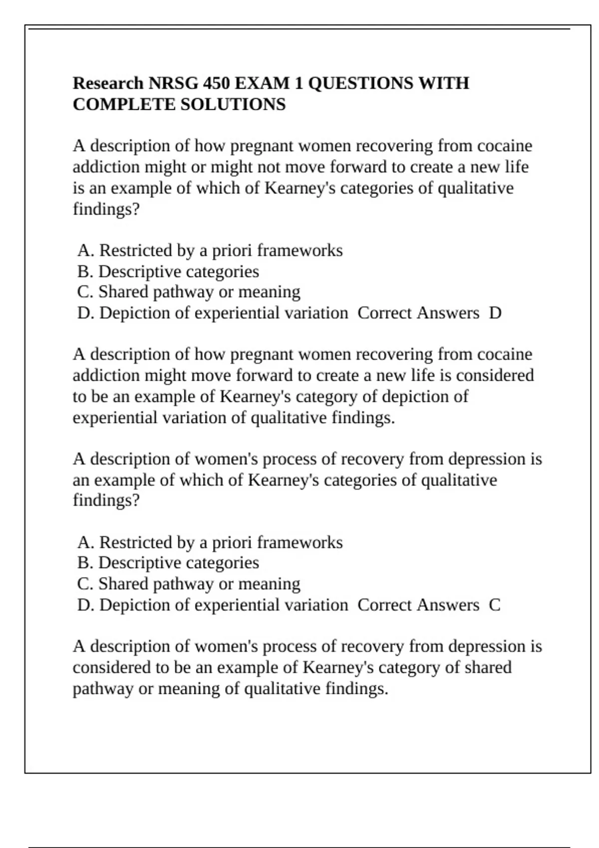 Research NRSG 450 EXAM 1 QUESTIONS WITH COMPLETE SOLUTIONS - NRSG 450 ...