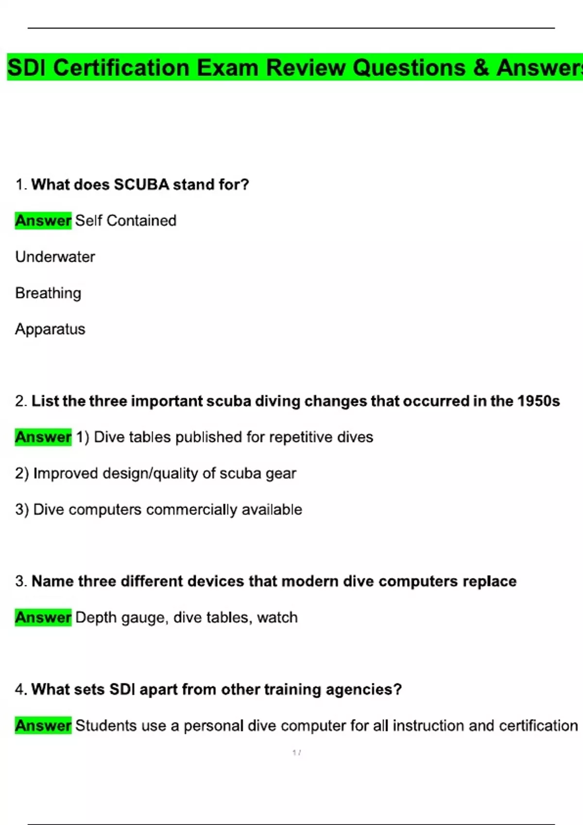 SDI Certification Exam Review (Latest 2025 / 2026 Update) Questions and ...