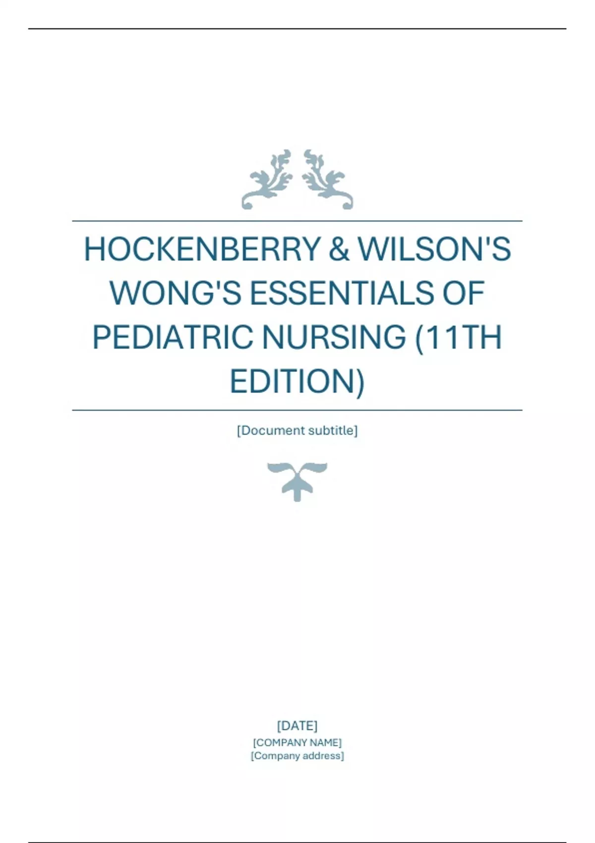 Hockenberry & Wilson's Wong's Essentials of Pediatric Nursing (11th Edition) - Hockenberry ...