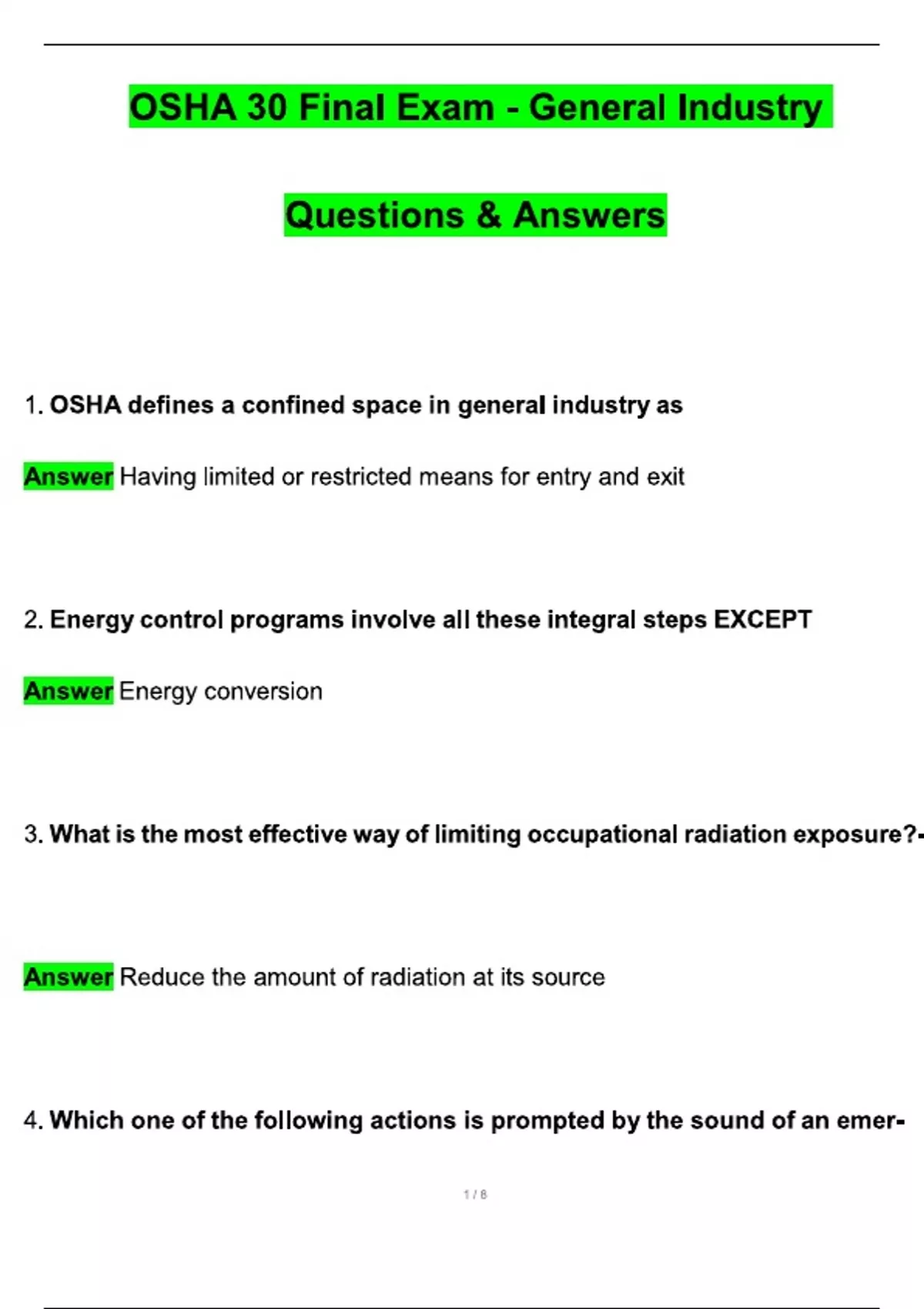 OSHA 30 Final Exam 2025 - General Industry (Latest 2025 / 2026 Update ...