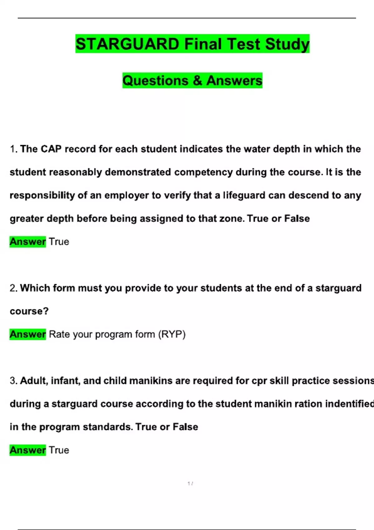 STARGUARD Final Test Study (Latest 2025 / 2026 Update) Questions and ...