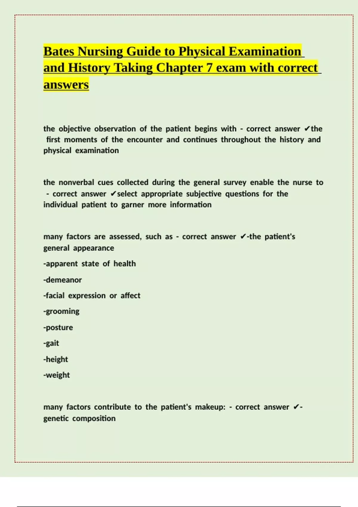 Bates Nursing Guide to Physical Examination and History Taking Chapter ...