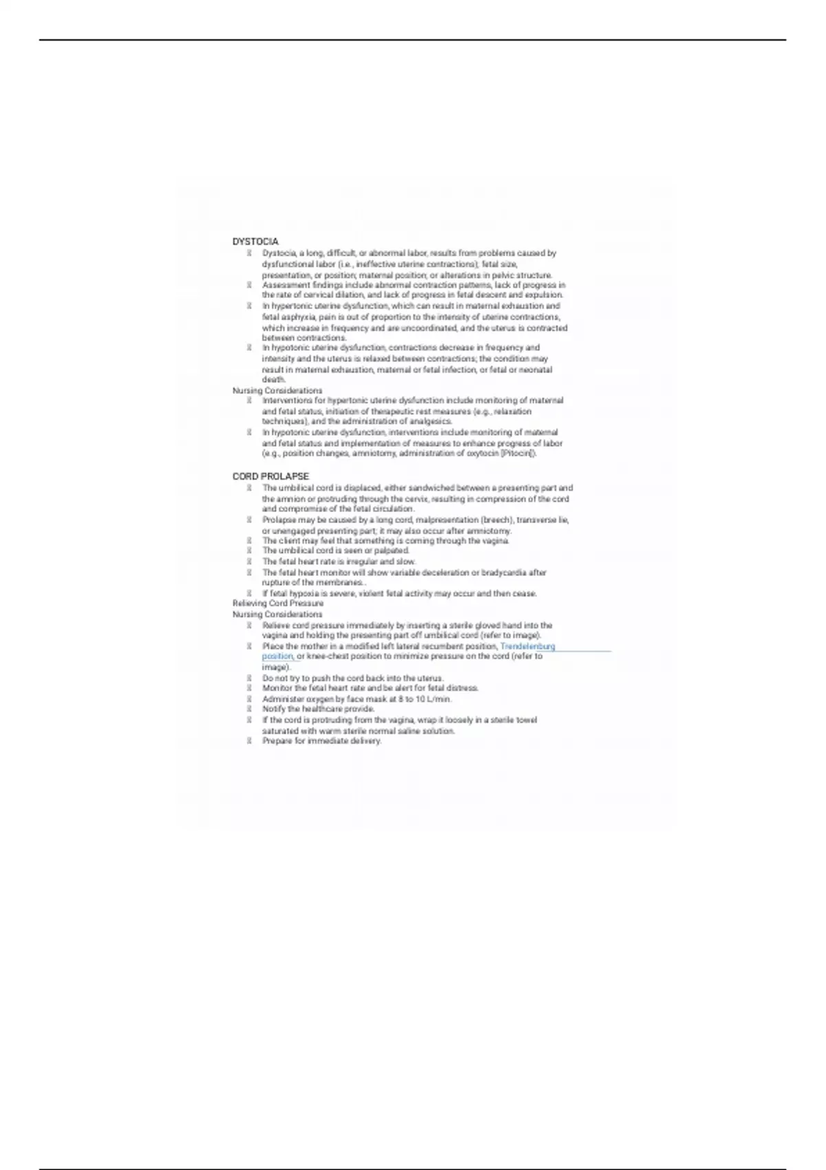 NS 212 Maternal and Neonatal Conditions Summary - MEDICAL_SURGICAL ...