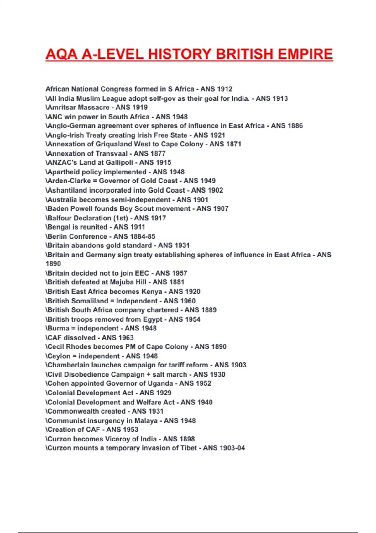AQA A-LEVEL HISTORY BRITISH EMPIRE EXAM 2025/2026 QUESTIONS WITH ...
