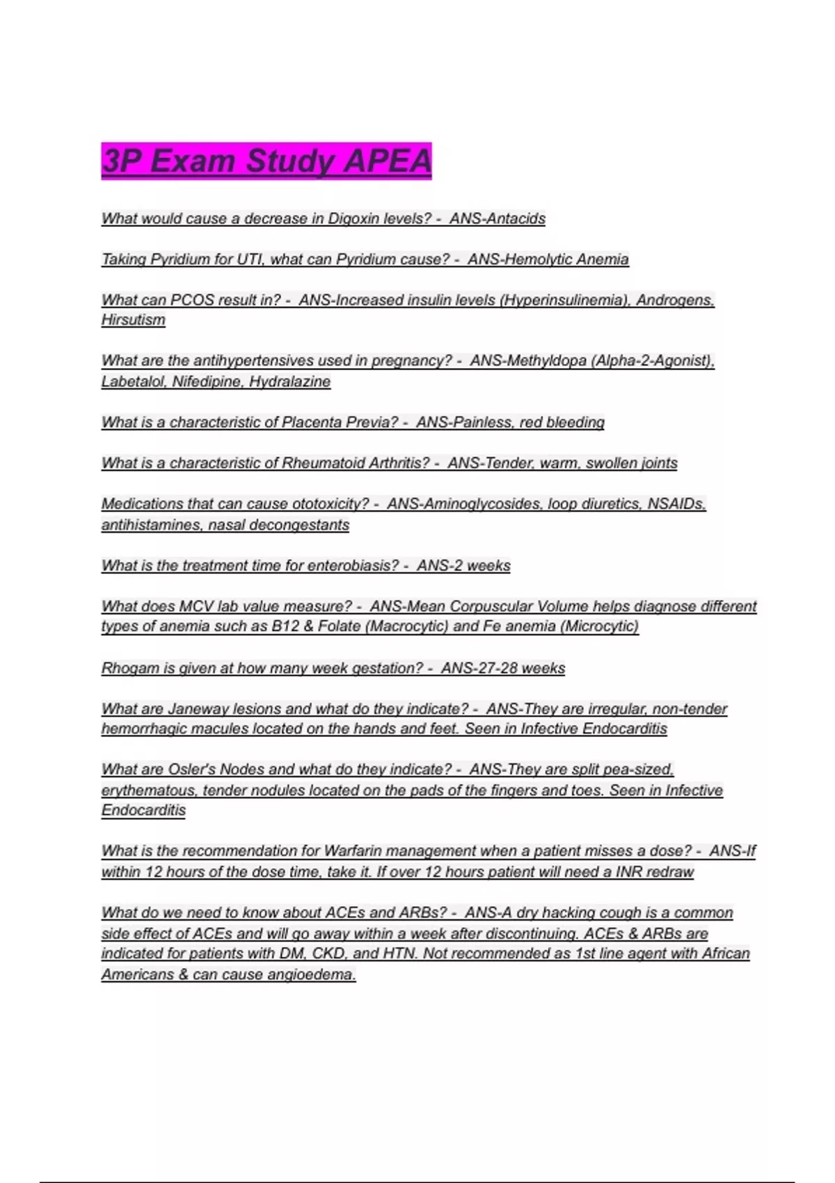 3P EXAM STUDY APEA QUESTIONS WITH CORRECT ANSWERS 2025/2026( A+ GRADED ...