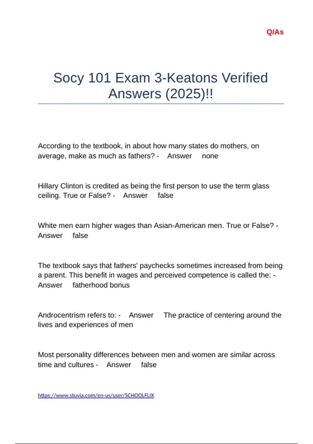 Socy 101 Exam 3-Keatons Verified Answers (2025)!!. - SOCY 101 - Stuvia US