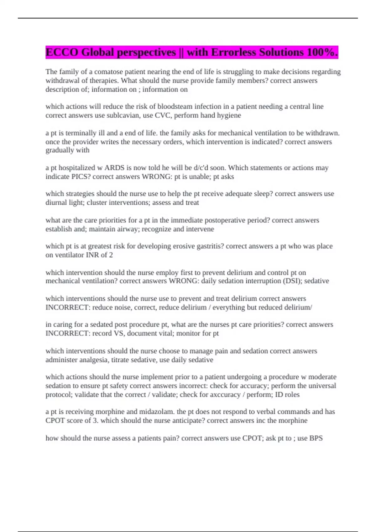 ECCO Global perspectives || with Errorless Solutions 100%. - ECCO ...