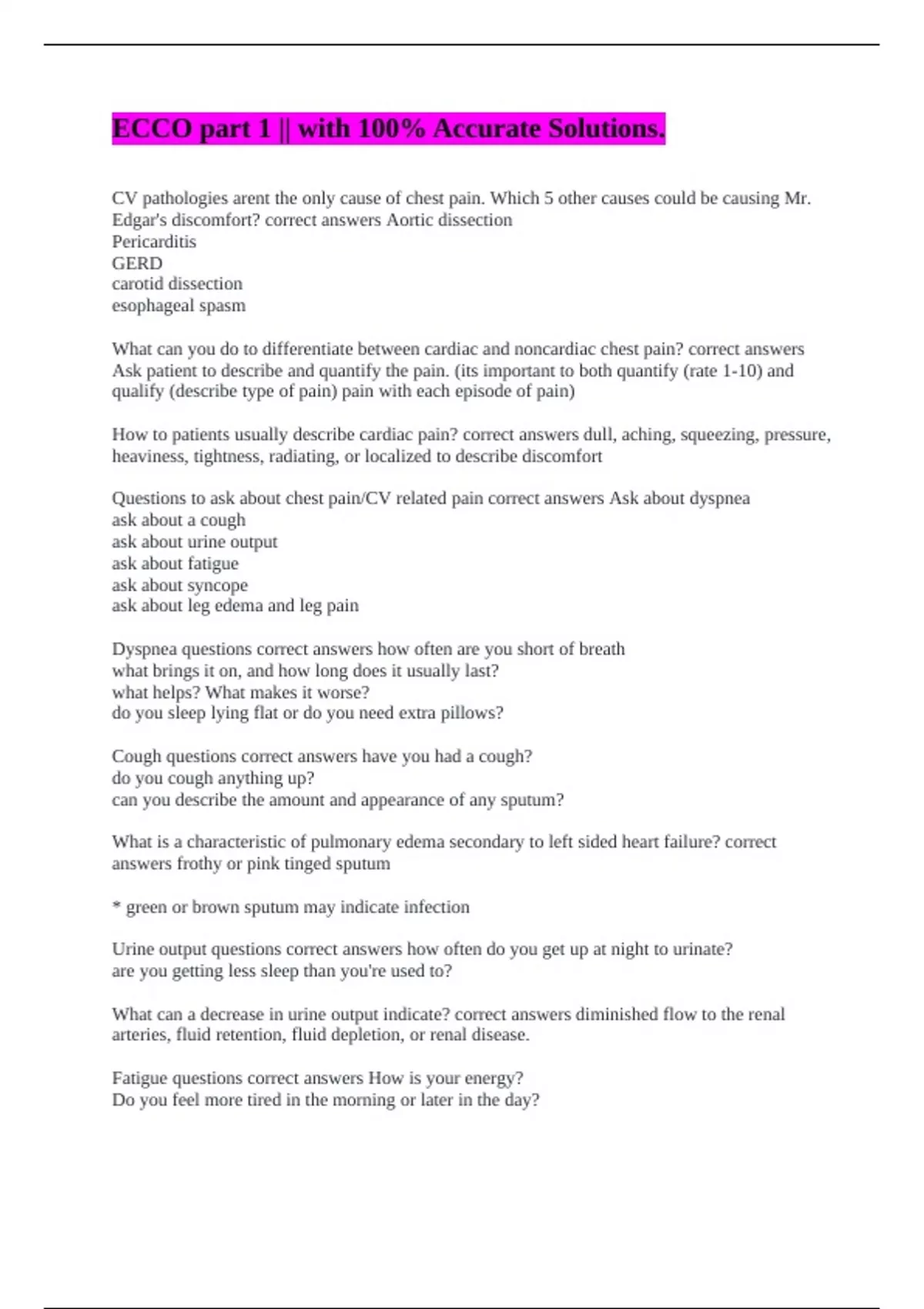 ECCO part 1 || with 100% Accurate Solutions. - ECCO part 1 - Stuvia US