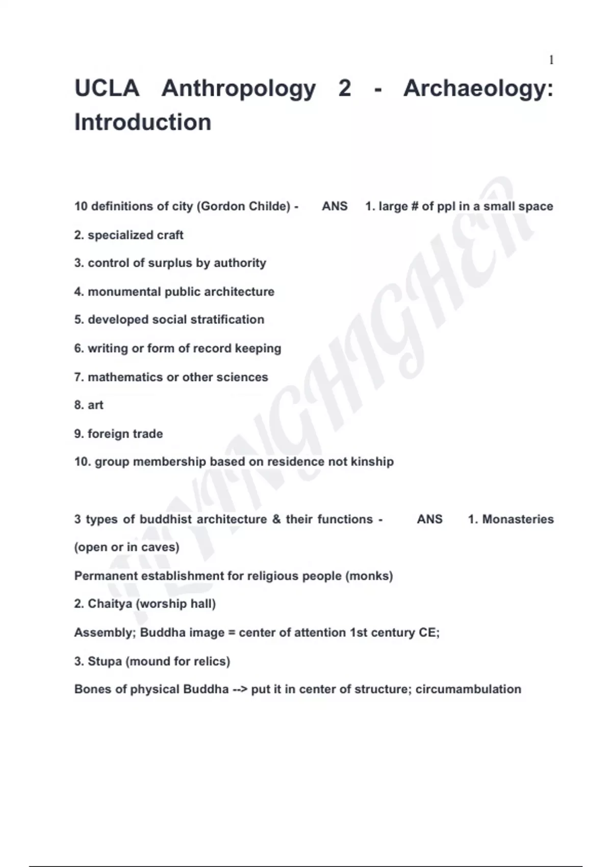 UCLA Anthropology 2 - Archaeology: Introduction QUESTIONS & ANSWERS ...