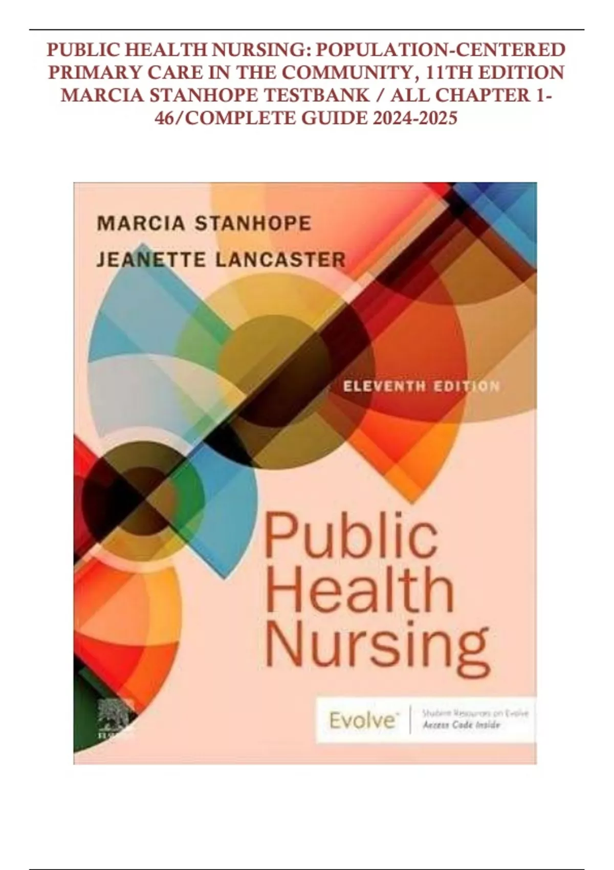 Test Bank for Public Health Nursing: Population-Centered Health Care in ...