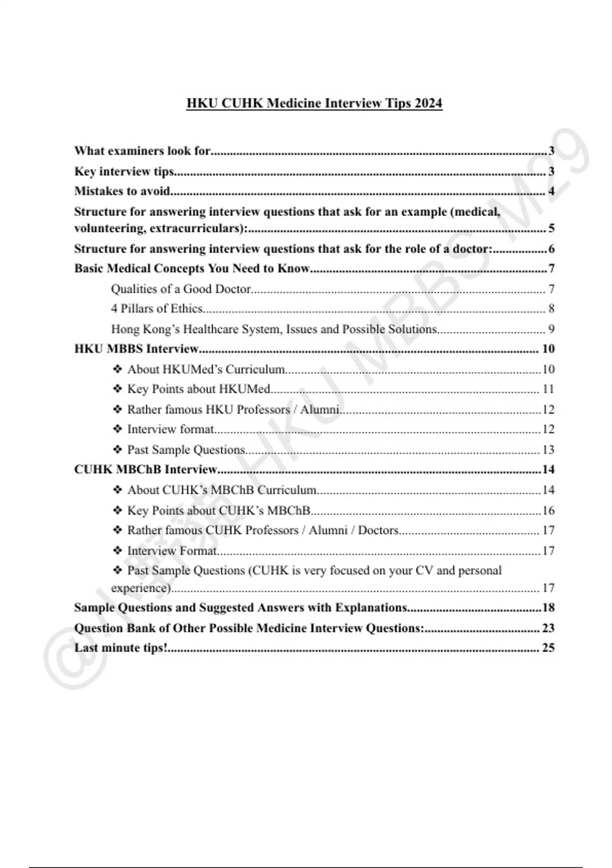 HKU / CUHK Hong Kong Medicine Interview Notes with Sample Questions and ...
