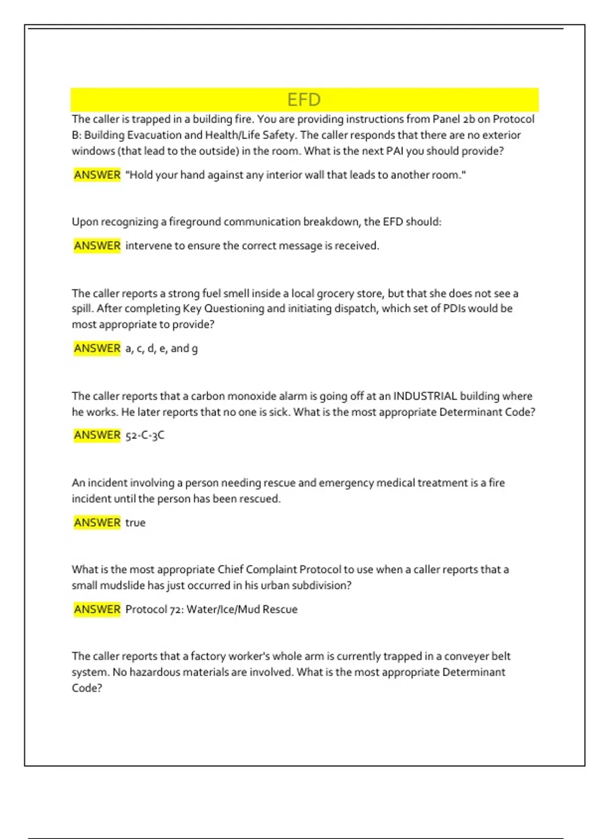 EFD TRAINING Questions And Correct Answers - EFDA - Stuvia US