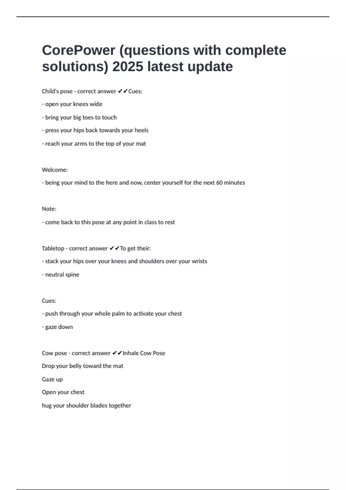 CorePower (questions with complete solutions) 2025 latest update ...