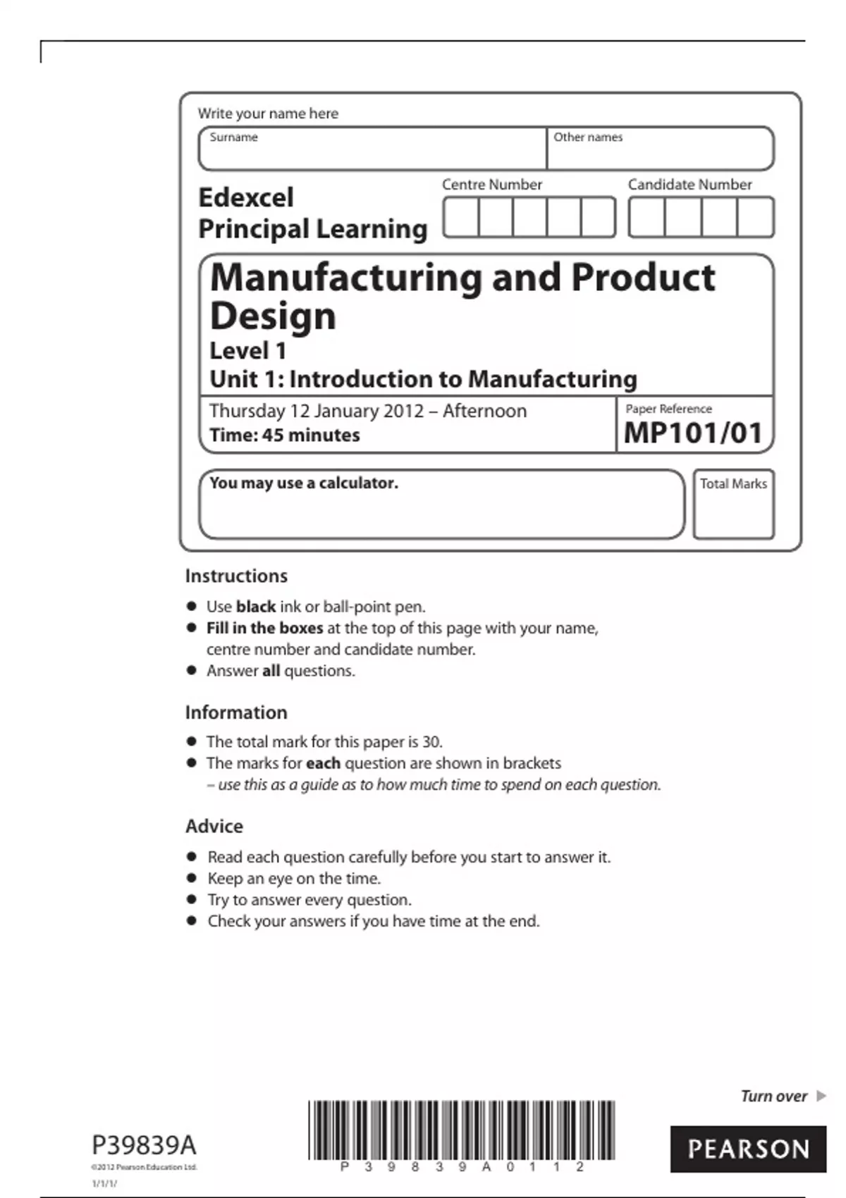 Manufacturing and Product Design | Level 1 | Unit 1 : Introduction to ...