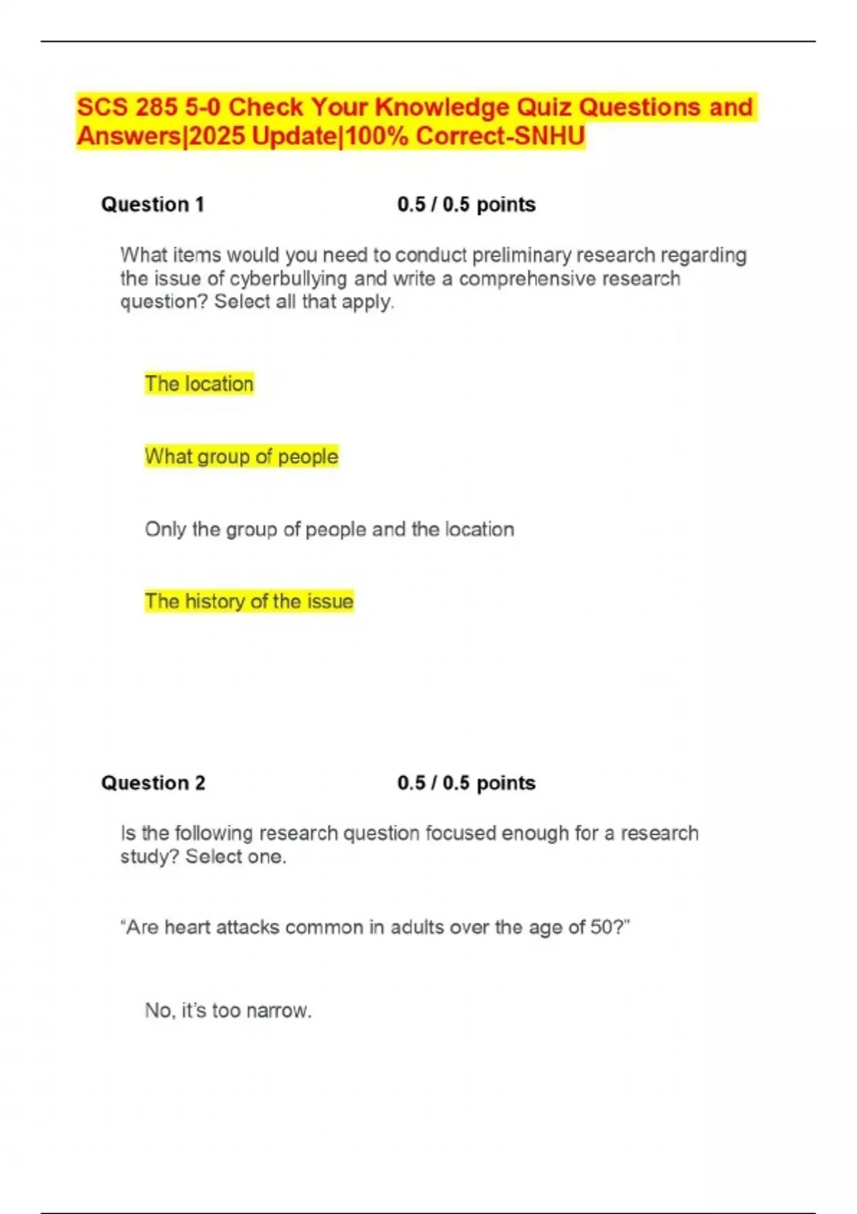 SCS 285 5-0 Check Your Knowledge Quiz Questions and Answers|2025 Update ...