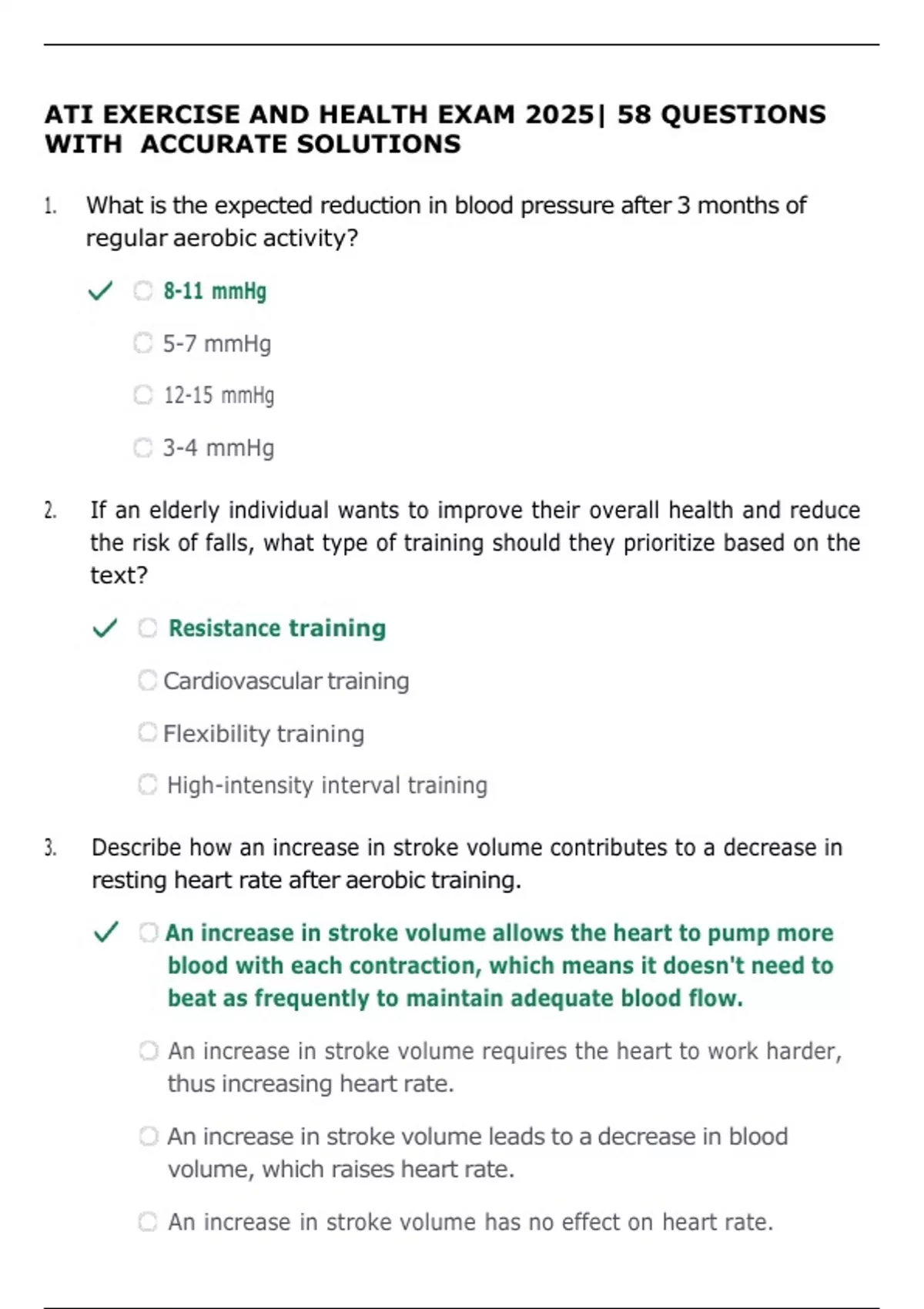 ATI EXERCISE AND HEALTH EXAM 2025| 58 QUESTIONS WITH ACCURATE SOLUTIONS ...