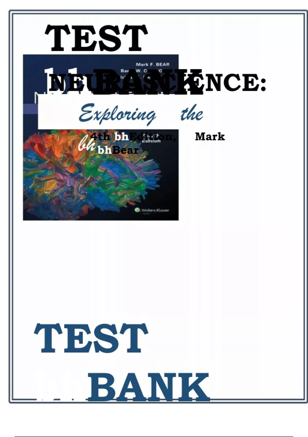 Test Bank for Neuroscience Exploring the Brain 4th Edition by Mark F ...