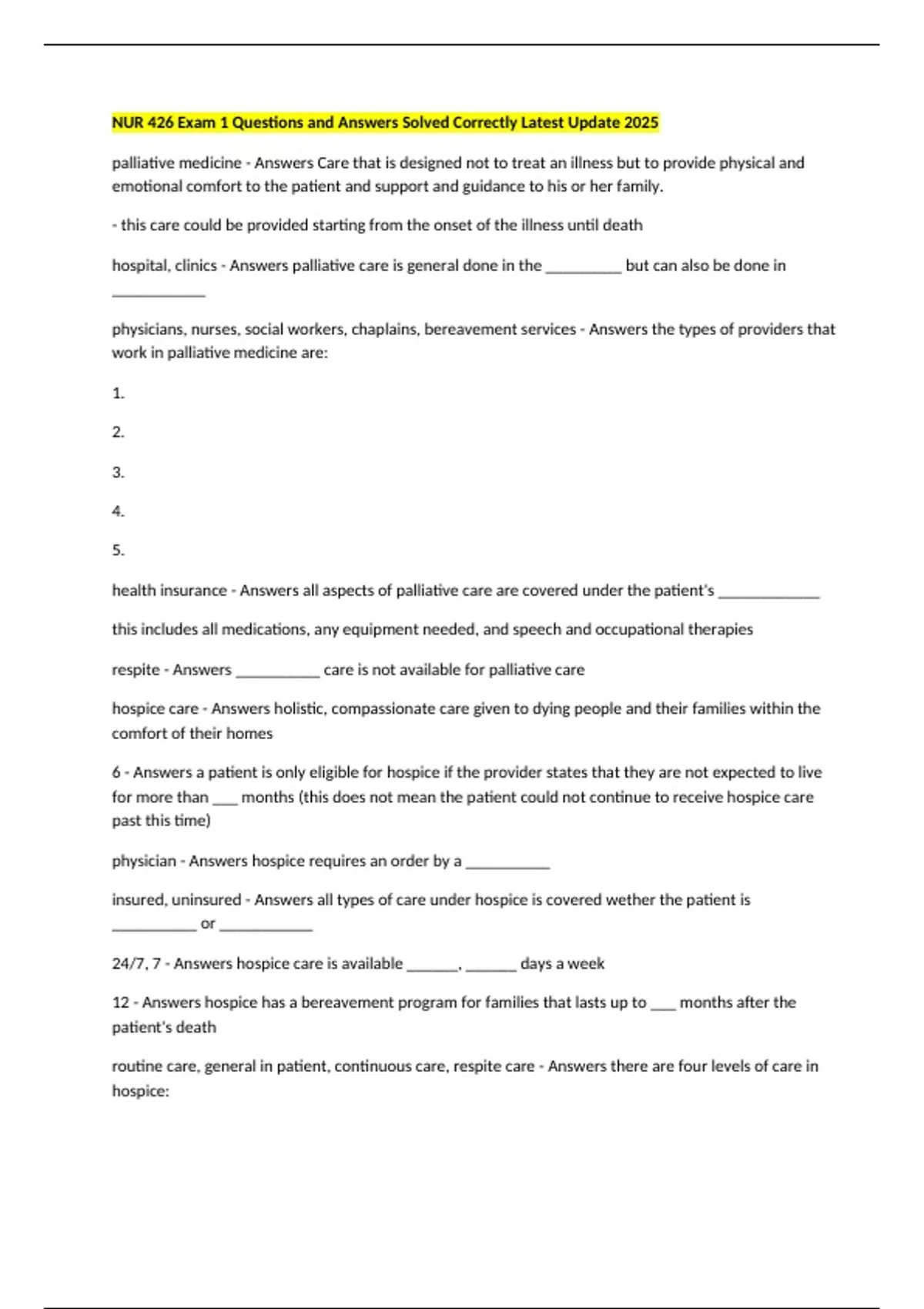 NUR 426 Exam 1 Questions and Answers Solved Correctly Latest Update ...