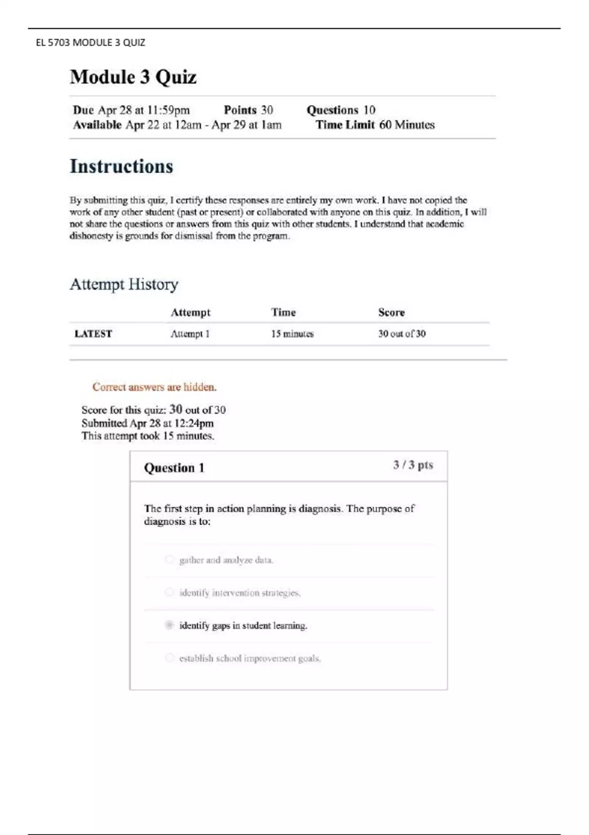 EL 5703 Module 3 Quiz Questions and Answers|2025 Update|Solved Correctly-American College of ...