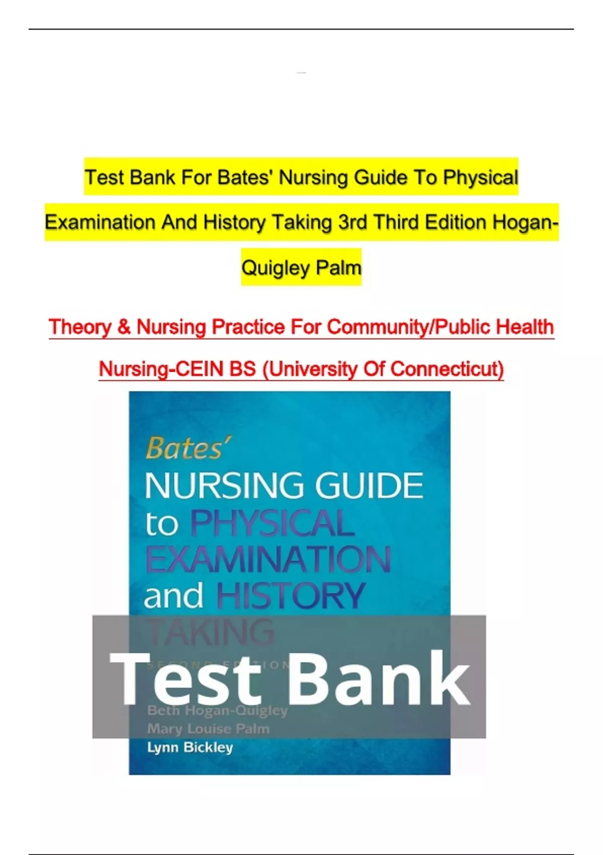 Test Bank For Bates' Nursing Guide To Physical Examination And History ...