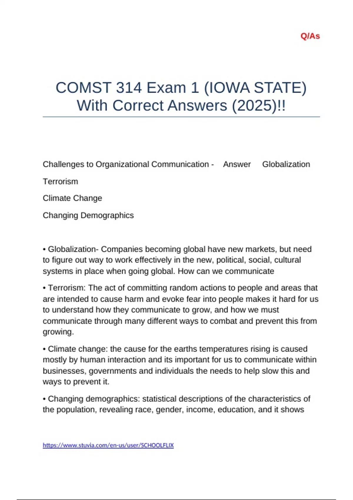 COMST 314 Exam 1 (IOWA STATE) With Correct Answers (2025)!! - COMST 314 - Stuvia US