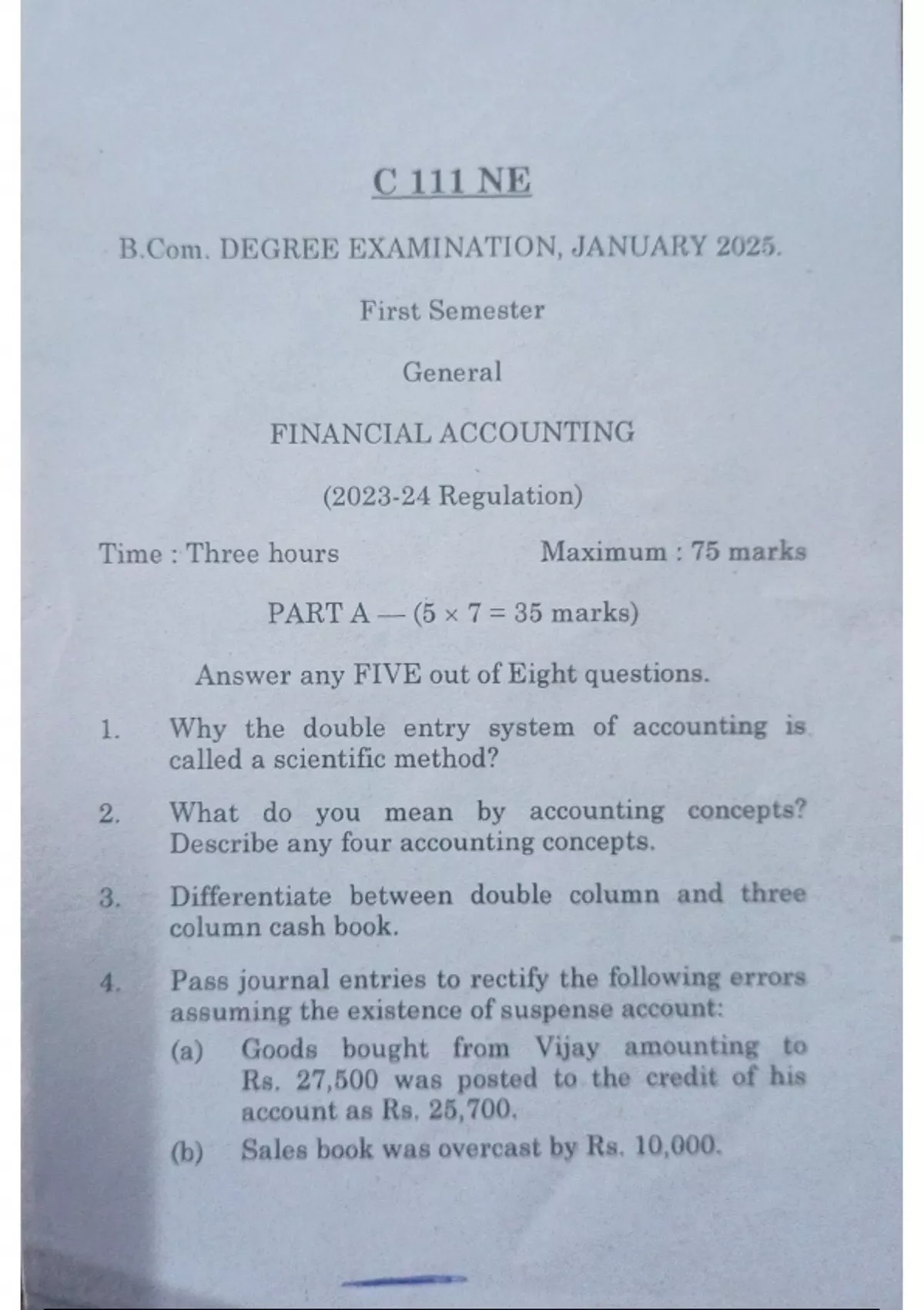question paper Financial accounting - A3010 (FINANCA3010) - Stuvia US