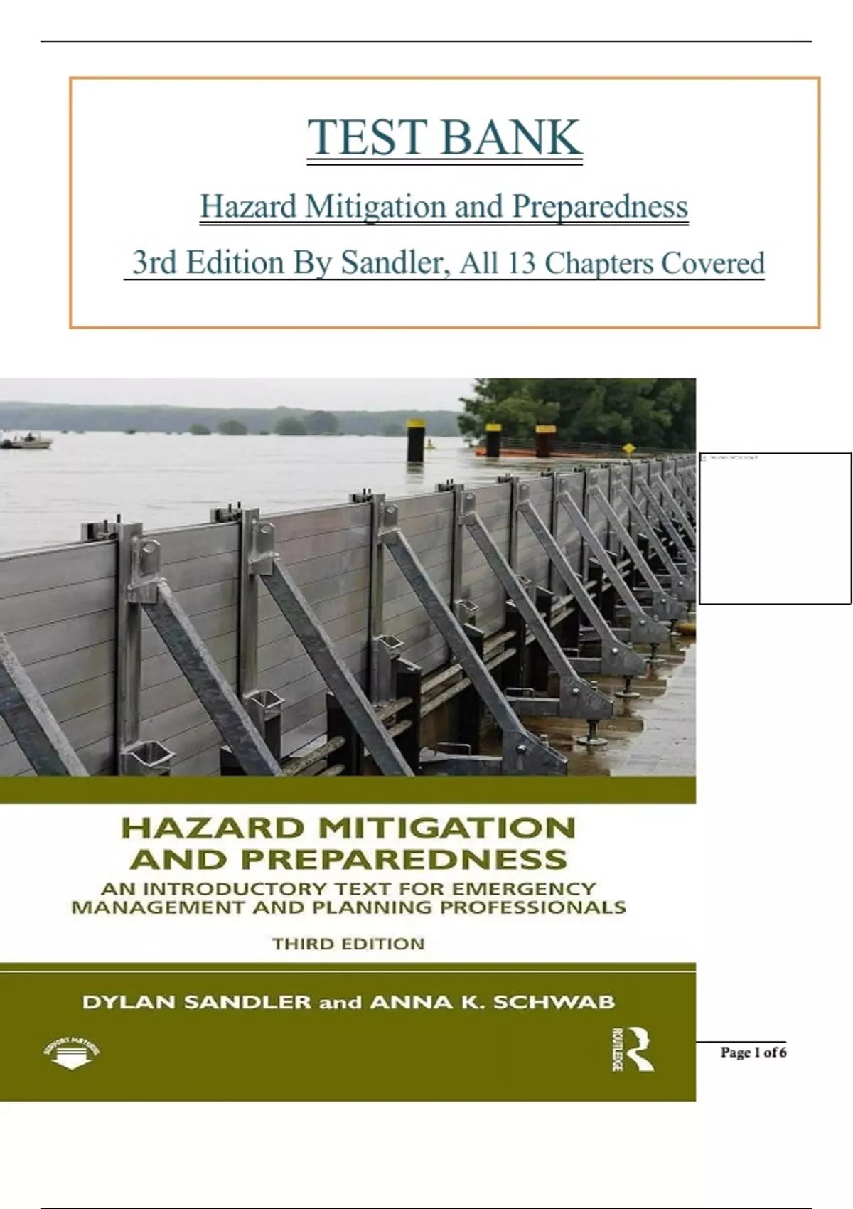 Test Bank for Hazard Mitigation and Preparedness 3rd Edition by Dylan ...