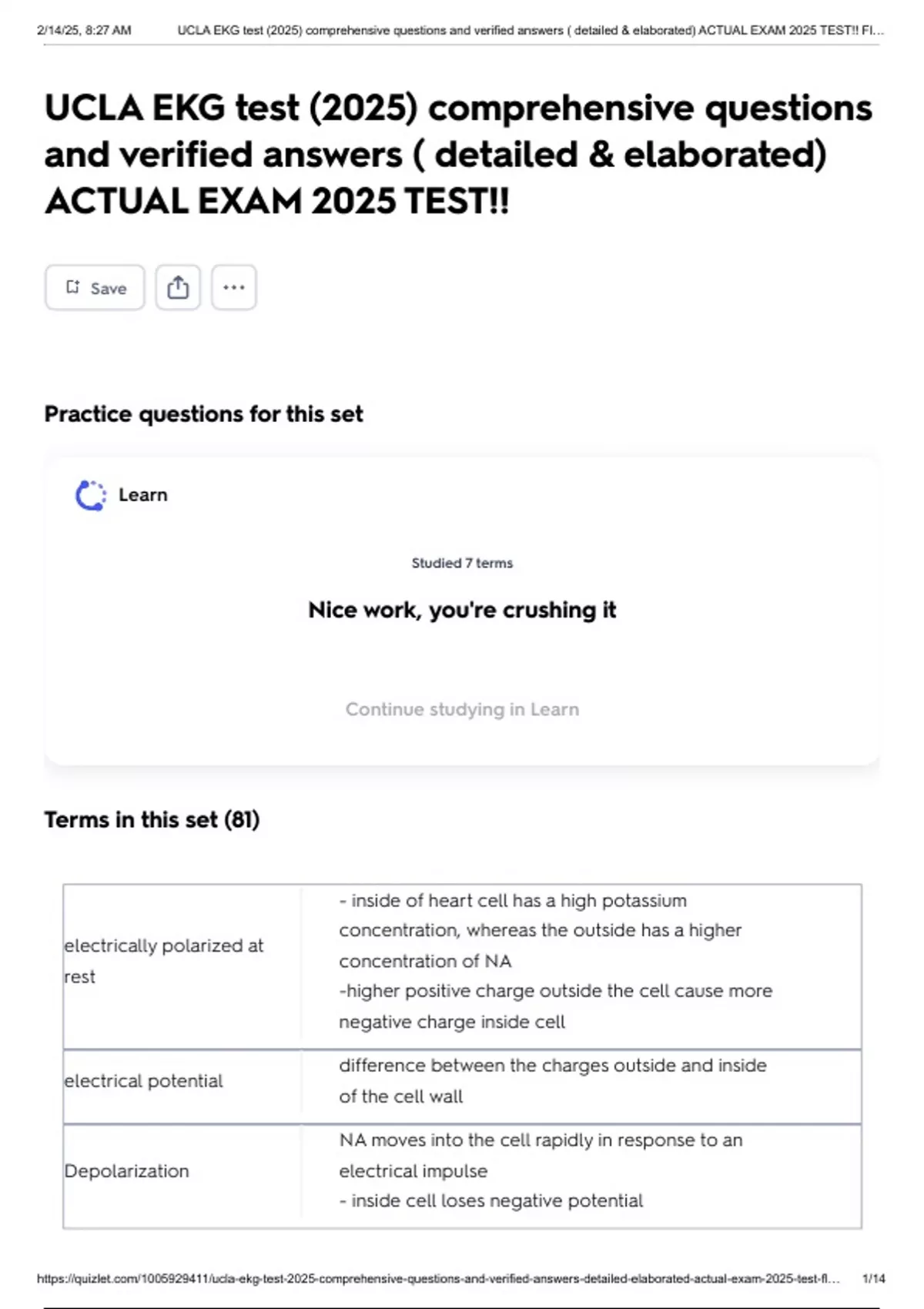UCLA EKG test (2025) comprehensive questions and verified answers ...