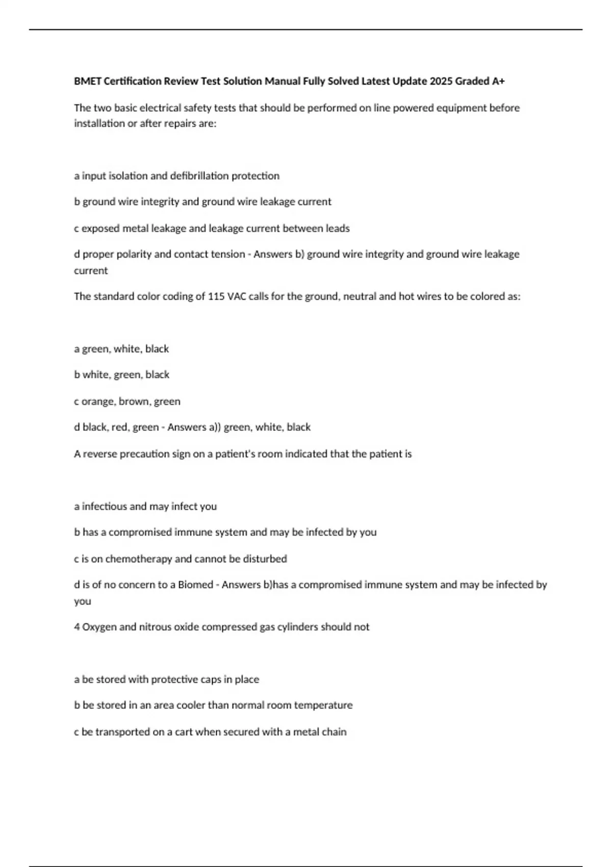 BMET Certification Review Test Solution Manual Fully Solved Latest ...