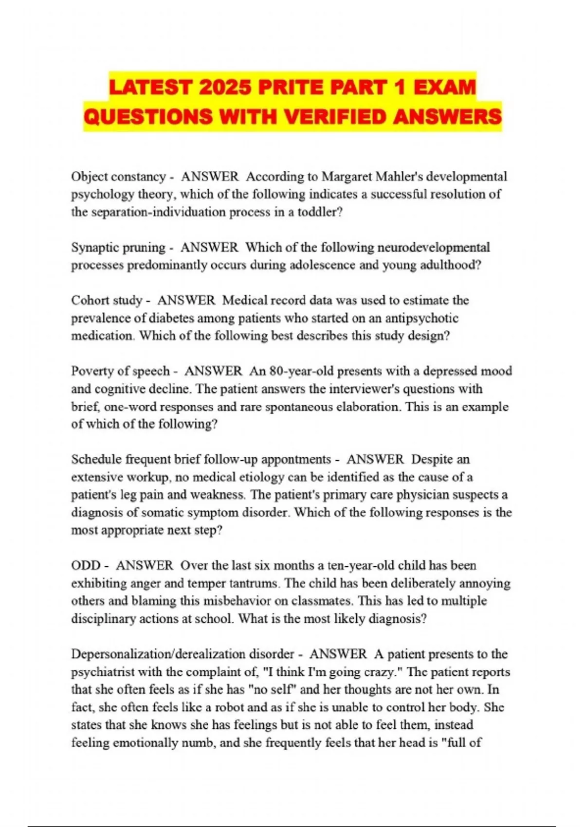 LATEST 2025 PRITE PART 1 EXAM QUESTIONS WITH VERIFIED ANSWERS - PRITE ...