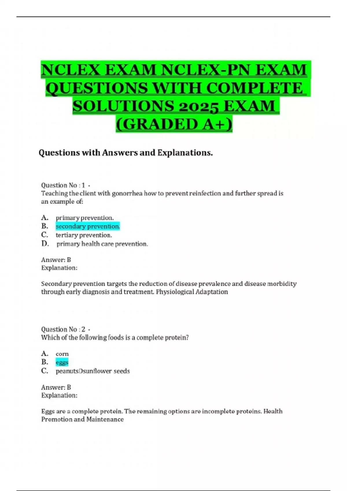 NCLEX EXAM NCLEX-PN EXAM QUESTIONS WITH COMPLETE SOLUTIONS 2025 EXAM ...