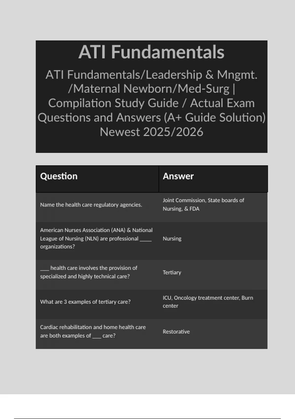 ATI Fundamentals ATI Fundamentals/Leadership & Mngmt. /Maternal Newborn ...