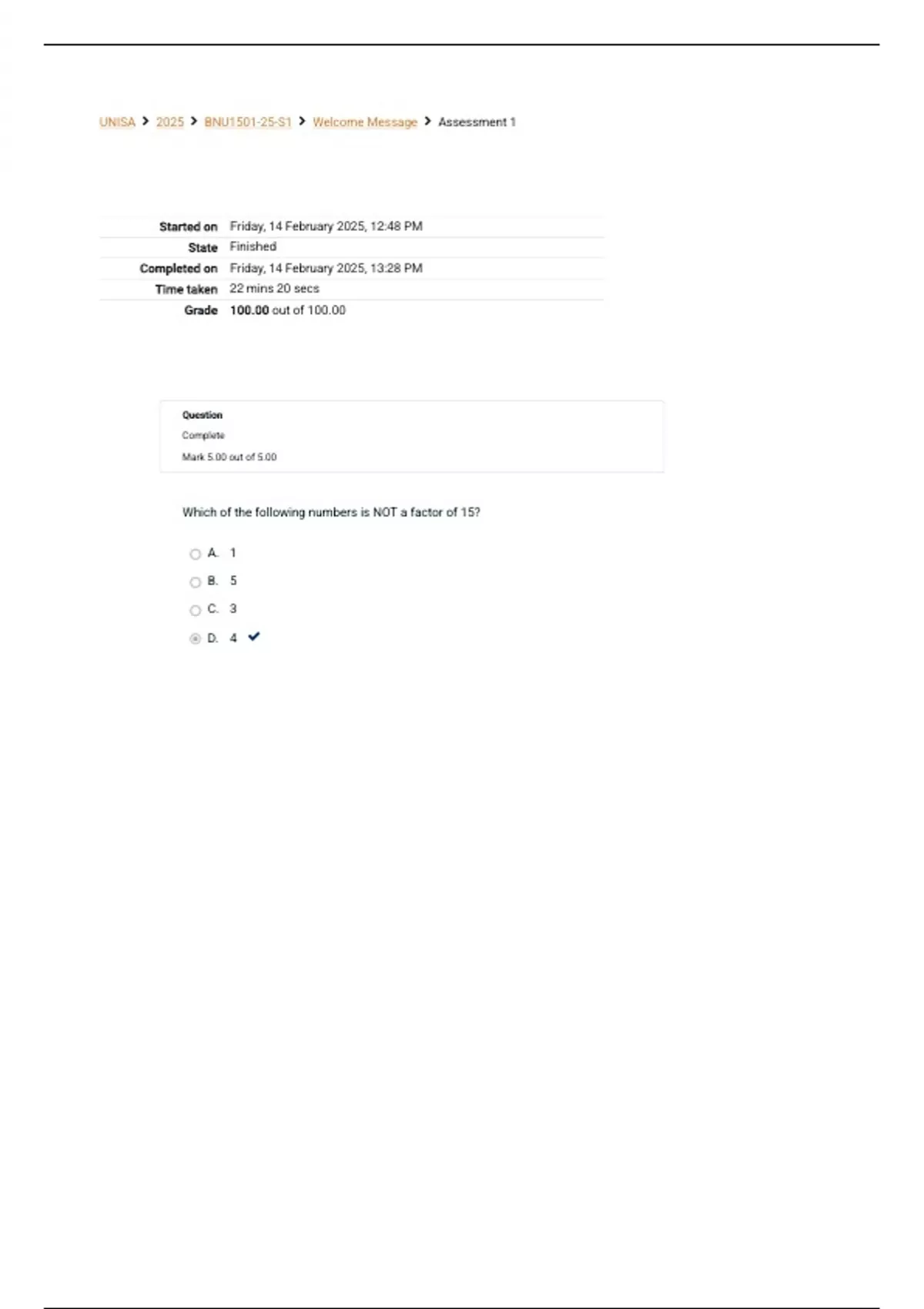 Bnu1501 Assignment 1 Semester 1 2025 Due 13 March 2025 Basic
