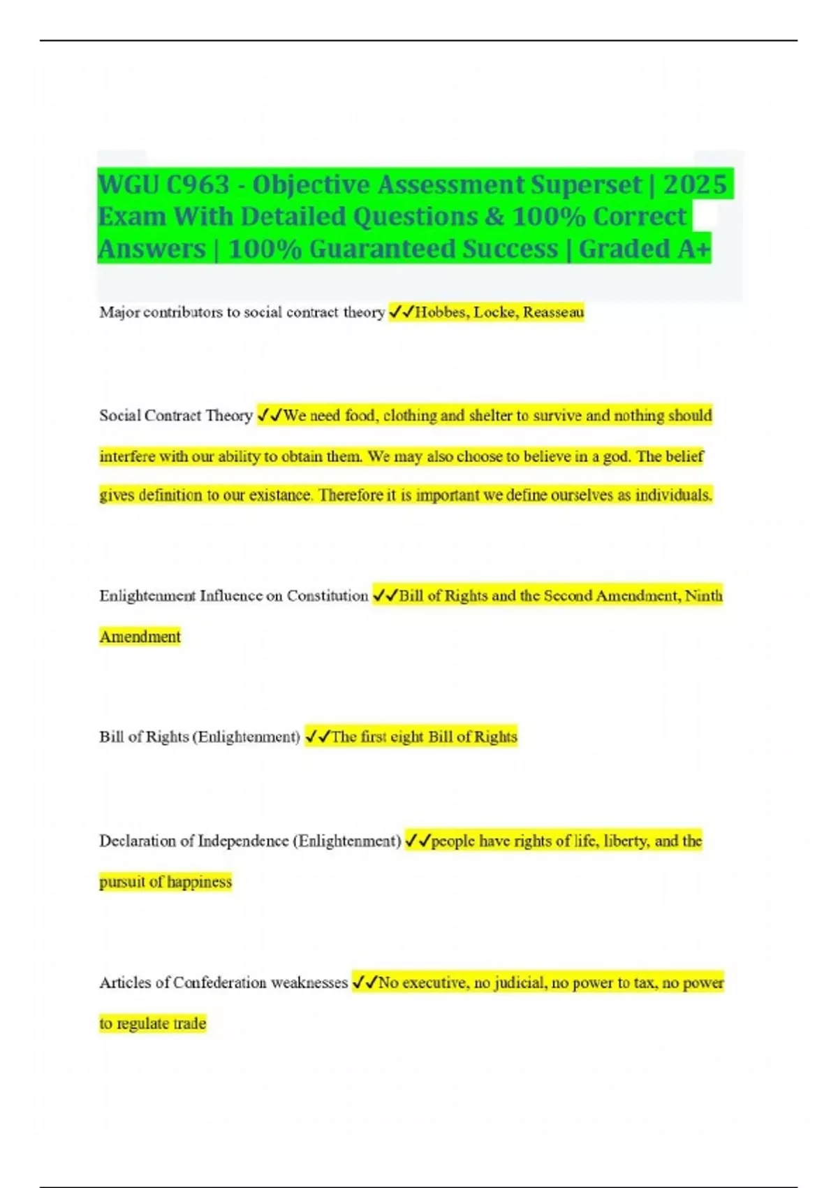 WGU C963 - Objective Assessment Superset | 2025 Exam With Detailed ...