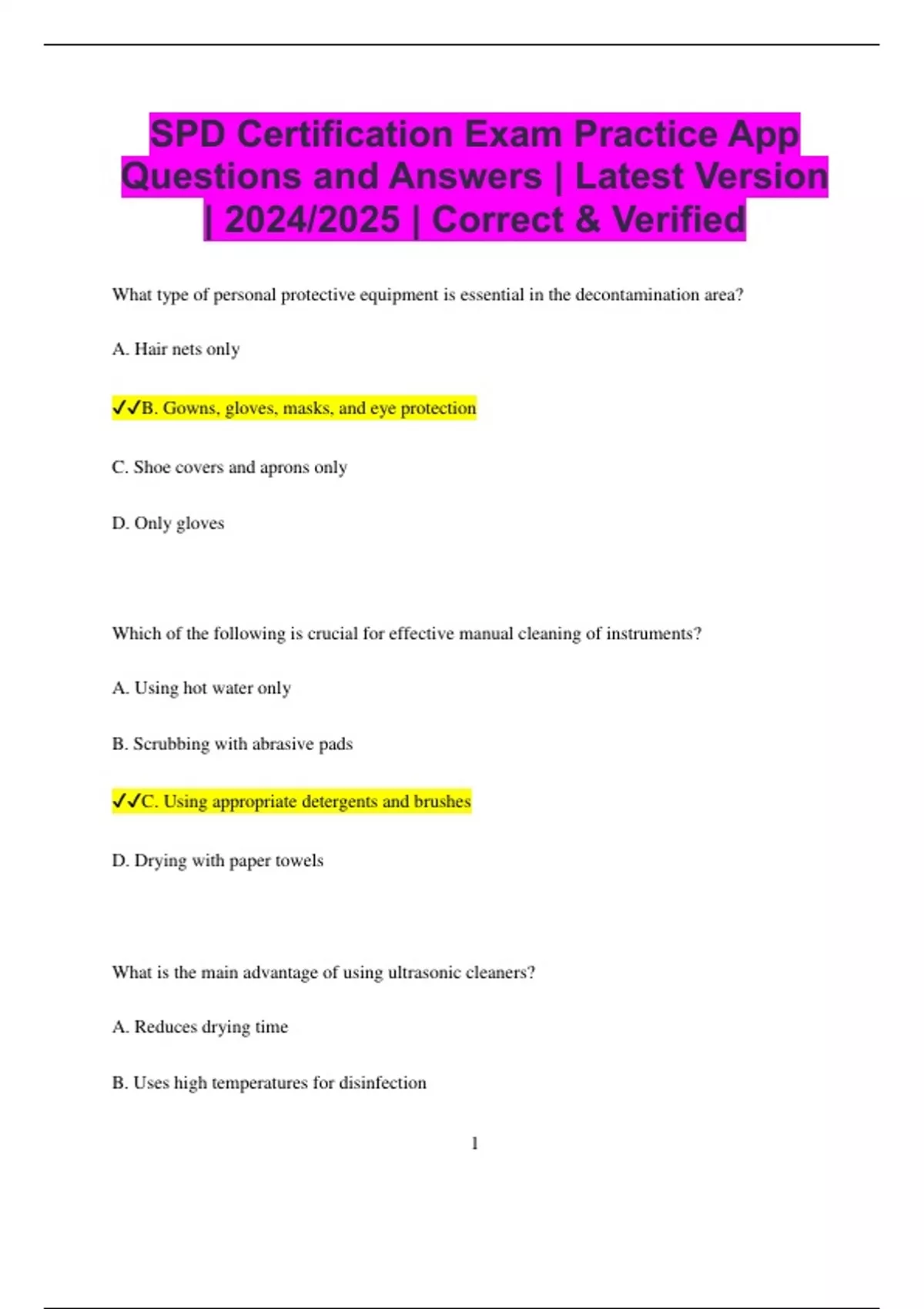 SPD Certification Exam Practice App Questions and Answers | Latest ...
