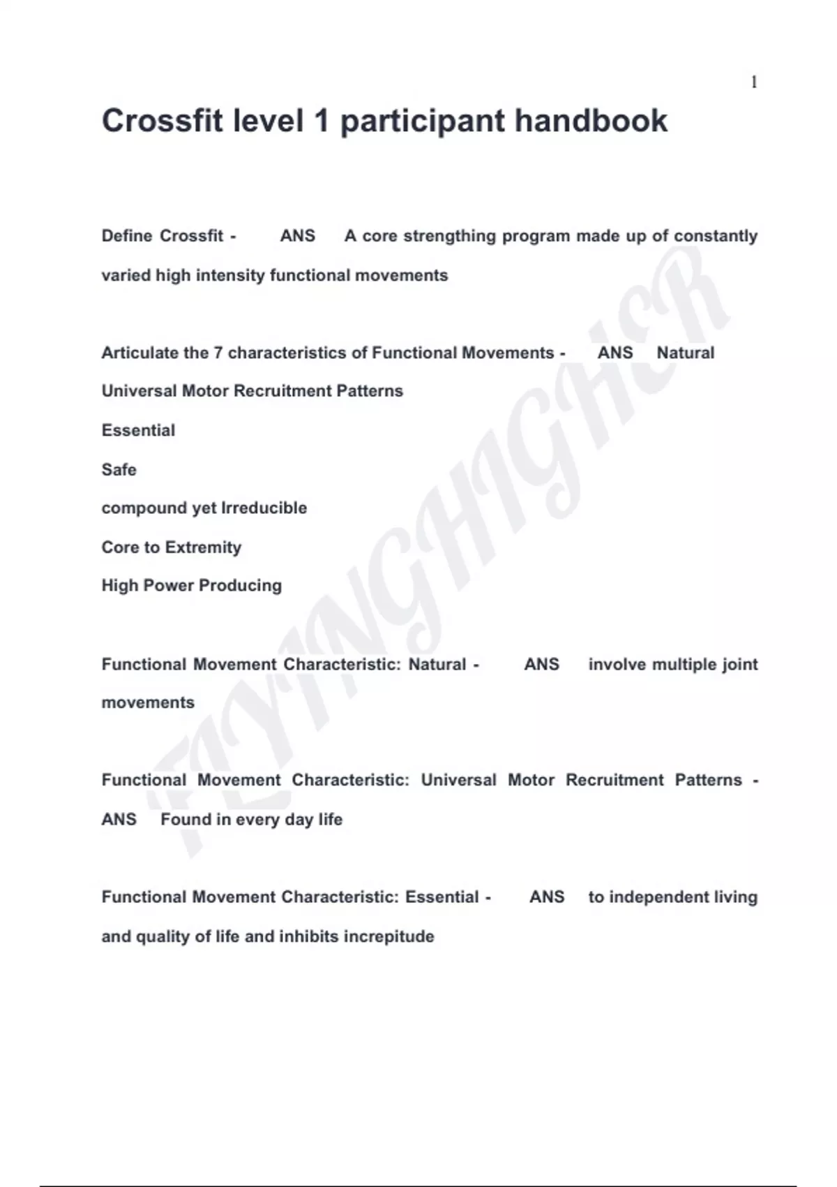 Crossfit level 1 participant handbook QUESTIONS & ANSWERS 2025 ( A+ ...