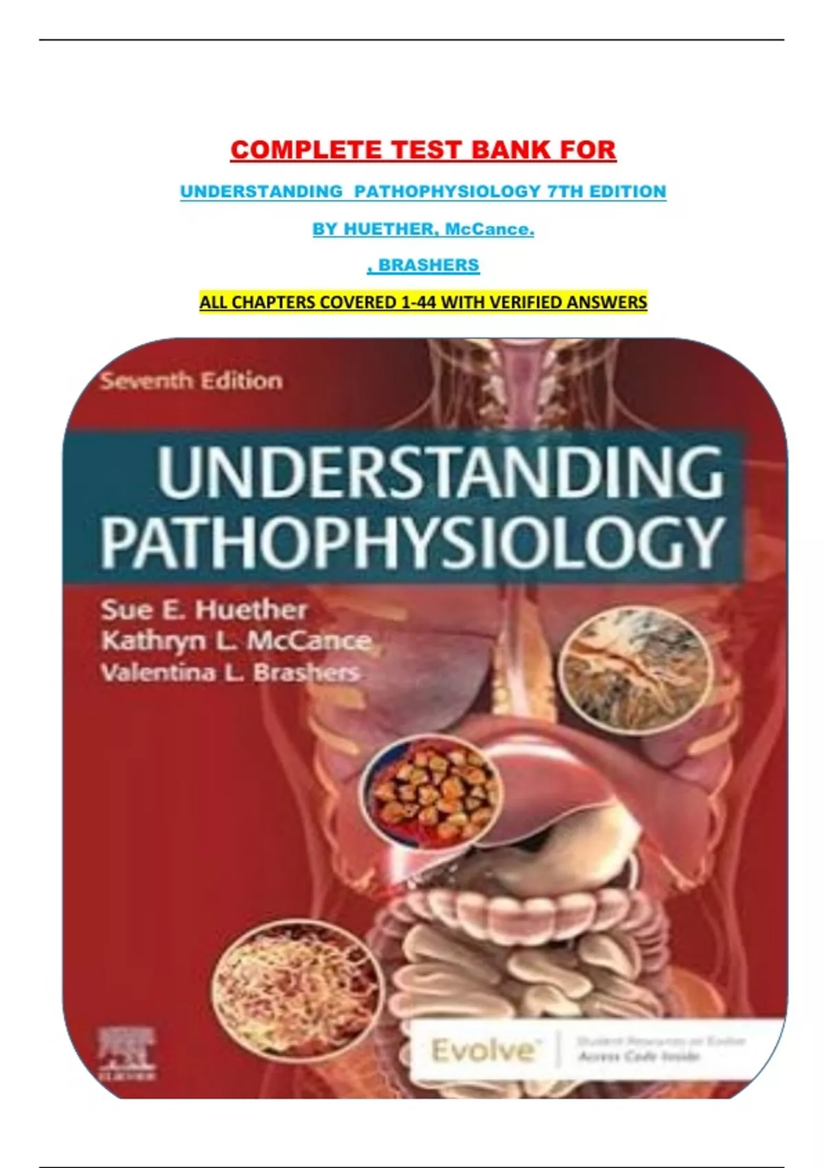 TEST BANK FOR UNDERSTANDING PATHOPHYSIOLOGY 7TH EDITION - Understanding ...