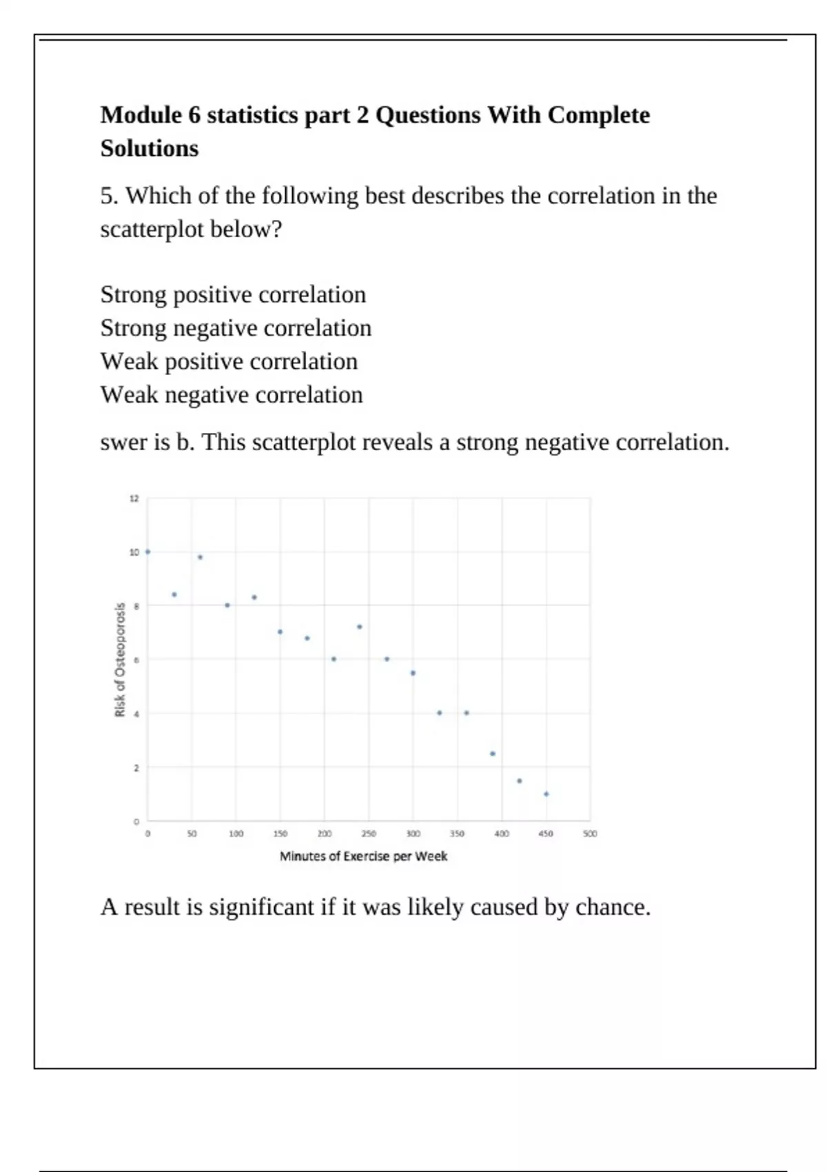Module 6 statistics part 2 Questions With Complete Solutions ...