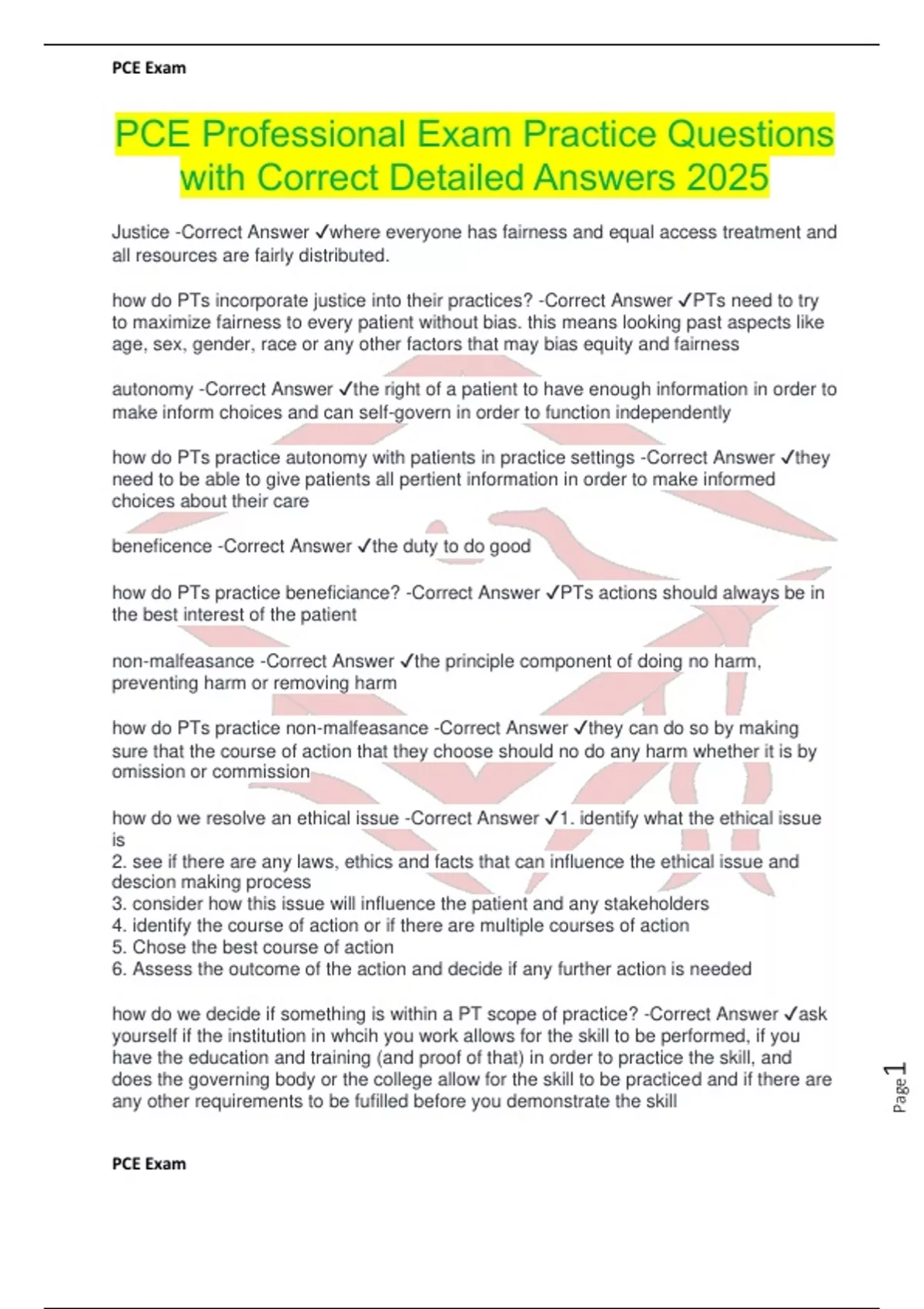 PCE Professional Exam Practice Questions with Correct Detailed Answers 2025 - PCE - Stuvia US