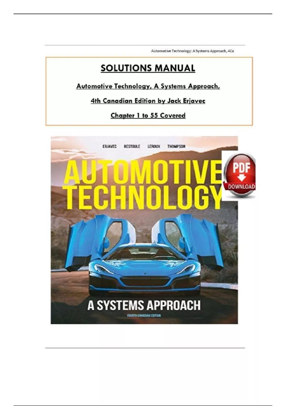 Complete solutions for automotive technology 4th edition by erjavec ...