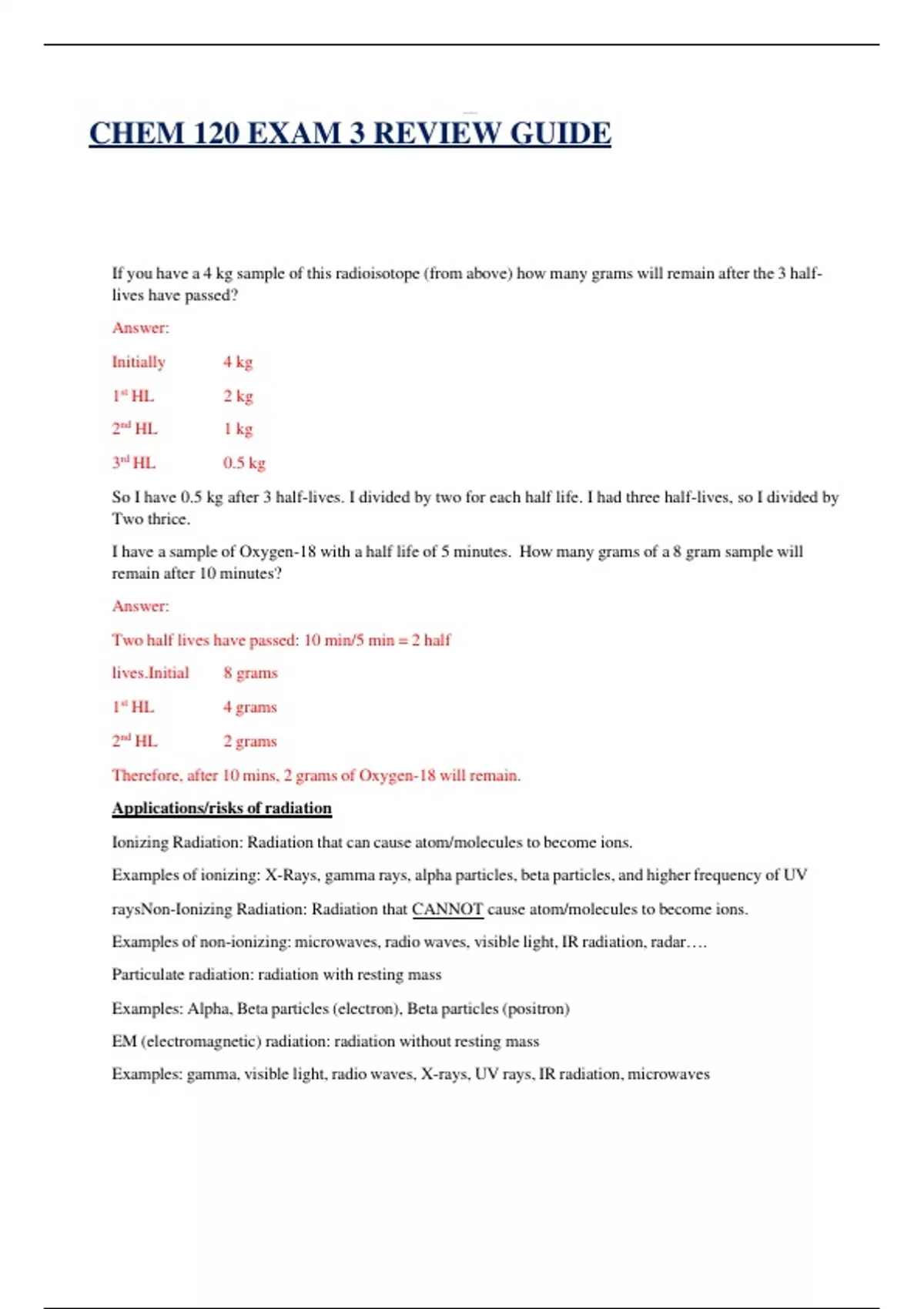 CHEM 120 EXAM 3 REVIEW GUIDE ( UPDATED 2025 ) | QUESTIONS WITH 100% ...