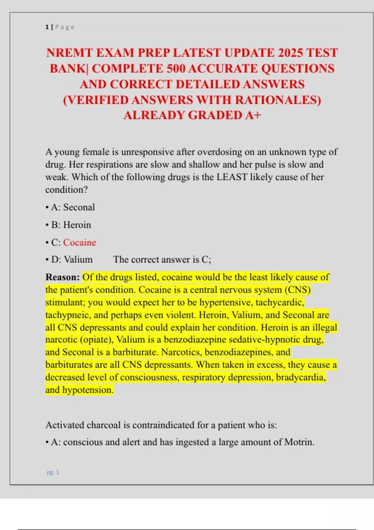 Nr Emt Exam Prep Nr Emt Practice Exam Latest 2025 Test Bank Complete 500 Accurate Questions