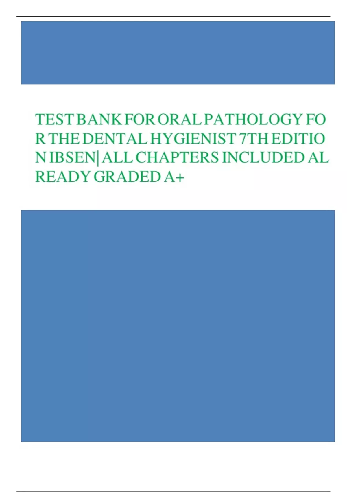 Test Bank For Oral Pathology for the Dental Hygienist 7th Edition by ...