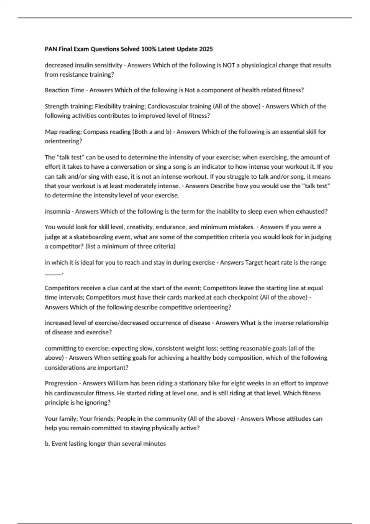PAN Final Exam Questions Solved 100% Latest Update 2025 - PAN - Stuvia US