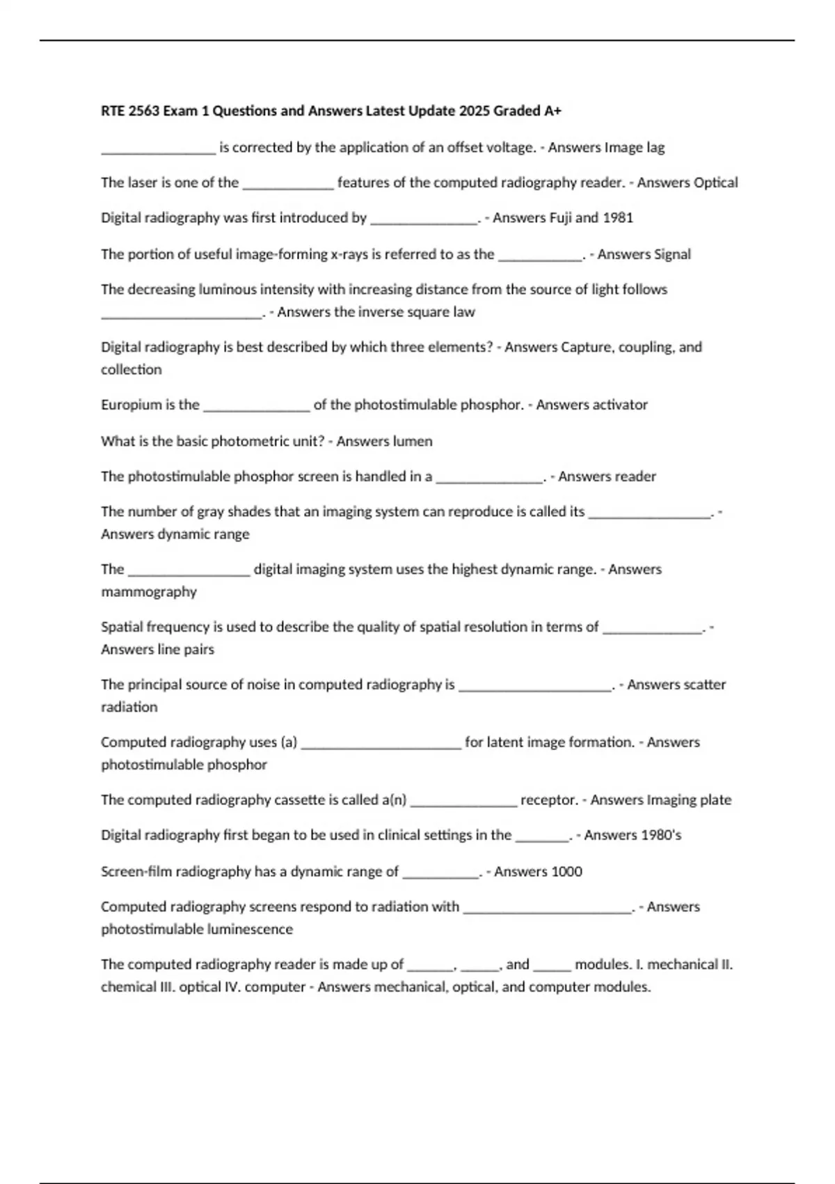 RTE 2563 Exam 1 Questions and Answers Latest Update 2025 Graded A+ ...