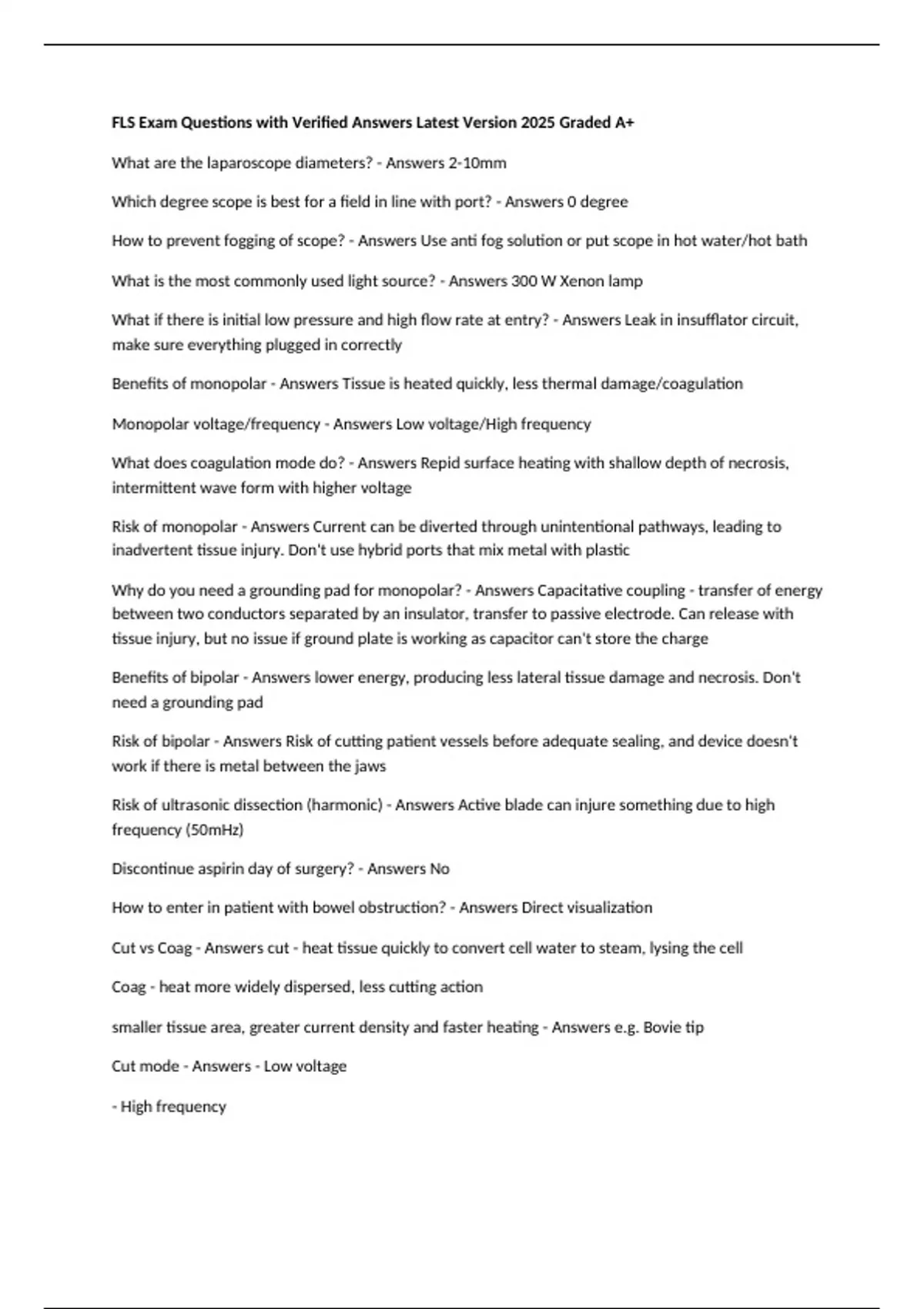 FLS Exam Questions with Verified Answers Latest Version 2025 Graded A+ ...