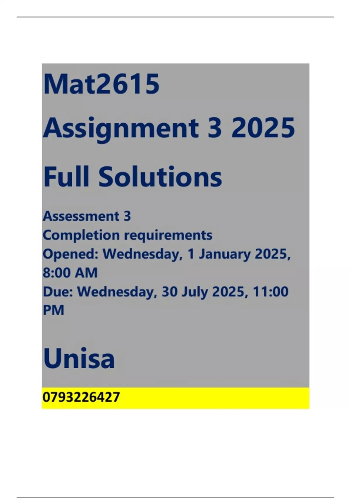 Mat2615 Assignment 3 Solutions 2025 Calculus In Higher Dimensions